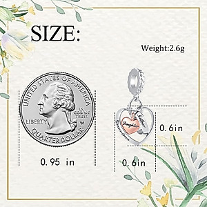 QeenseKc Grandma Mom Mother Daughter Pendant Charm Heart Family Rose Gold Bead for Pandora Bracelet Aut-151_GrMoDa