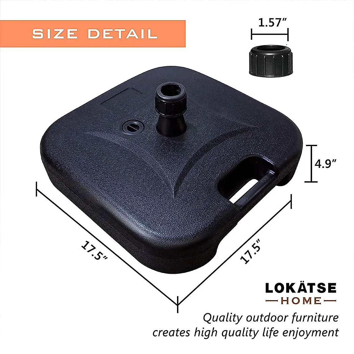 LOKATSE HOME Patio Outdoor Umbrella Base Stand Weight, Plastic Square Base Water Filled for Patio Umbrellas (Black)