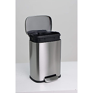 Eviva Totti 1.3 Gallon Stainless Steel Matte Finish Rectangular Trash Can with Soft Closing Lid