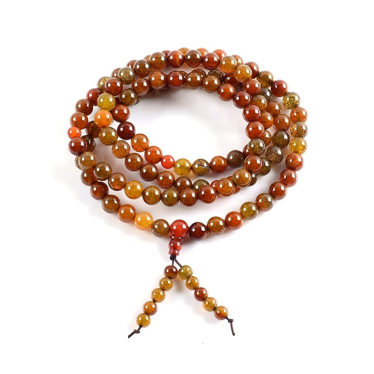 Amandastone Handmade Semi Precious Stone Dragon Agate 108pcs Prayer Beads Bracelet