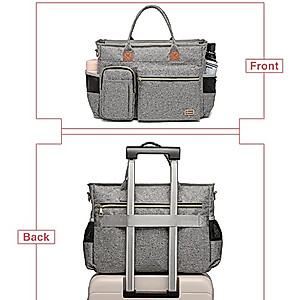 Rabjen Diaper Bag Tote, Travel Multifunction Baby Bag with Insulated Pockets Padded Sleeve for up to 15.7’’ Laptop