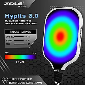 Zdle Pickleball Paddles, 8 oz Frosted Surface Graphite Pickleball Rackets, 3K Carbon Fiber and 16mm Polypropylene Core, Pickle Ball Raquette Set of 2 with Longated Handle