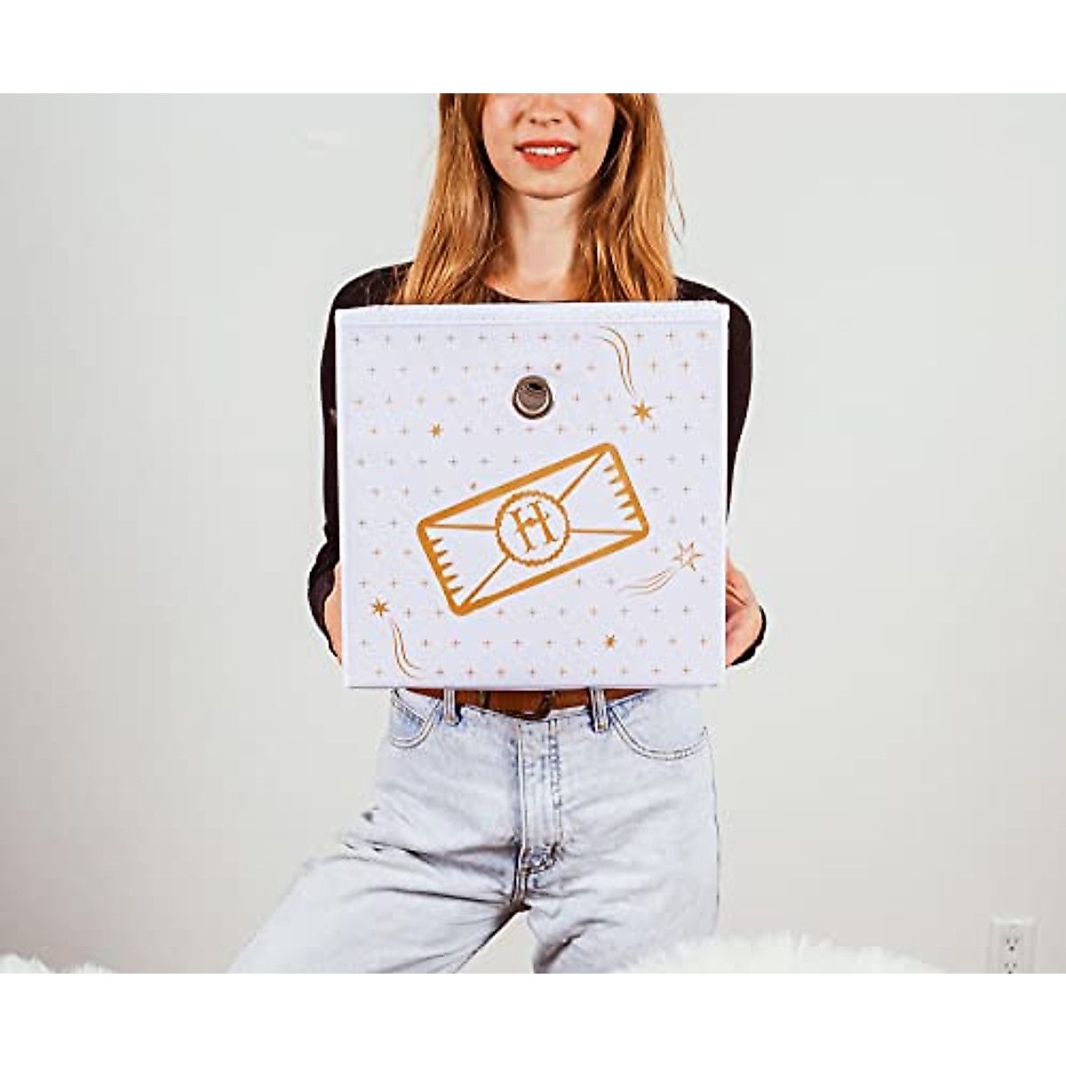 Harry Potter Hedwig 11-Inch Storage Bin Cube Organizers, Set of 2 | Fabric Basket Container, Cubby Cube Closet Organizer | Wizarding World Gifts And Collectibles