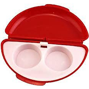 Microwave Omelet Maker + Egg Poacher All In One Dish On The Go Quick N Easy Breakfast BPA Free Plastic, Red
