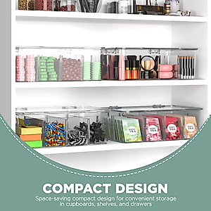 Utopia Home (3 Pack) Tea Bag Organizer - Stackable Tea Bag Storage Organizer with Clear Top Lid- Tea bag holder For Counter tops, Kitchen Cabinets, Pantry, Sweeteners (Clear)