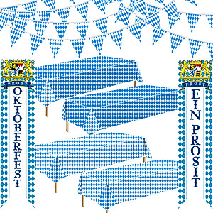 Oktoberfests Decorations Kit,German Party Supplies,Oktoberfests Flag Banner,Tablecloth Decoration Beers Festival Party Accessories