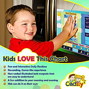 Cadily Day & Night Magnetic Chore Chart for Kids. Reward Good Habits with a Morning & Night Time Kids Chore Chart for Kids & Toddlers. A Daily Chore Chart for Kids Works Great as a Behavior Chart.