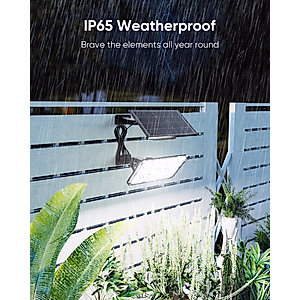 JACKYLED Solar Lights Outdoor 299 LED 1000 Lumens Bright Solar Wall Spotlight with 4000mAh Battery IP65 Waterproof Dusk to Dawn Auto Lighting for Front Door Balcony Shop Barn Garage (Black, 2-Pack)