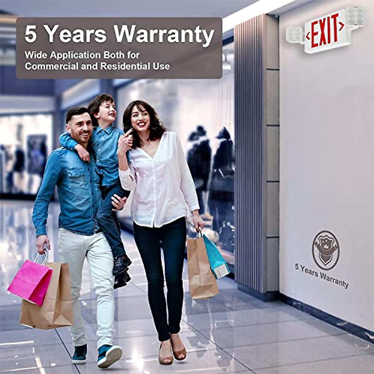 Red LED Exit Sign with Emergency Lights,Two LED Adjustable Head Emergency Exit Lights with Battery Backup,Double Face, Dual LED Lamp ABS Fire Resistance UL-Listed 120-277V/AC