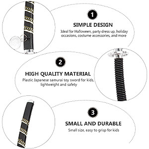 Amosfun Sword Katana Slayer Samurai-1 Pc Plastic Lightweight Japanese Samurai Toy Sword Childrens Toy Props Black Samurai Sword for Halloween Dress Up (Small Size)