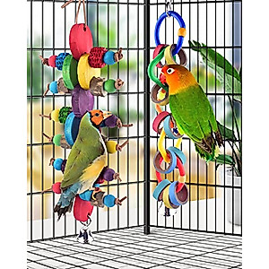 Bissap 2PCS Bird Chew Toys, Multicolored Bagel Cascade Bird Parrot Toy Biting Paper Cardboard Olympic Rings Conures Toys for Amazon Cockatiels Cockatoos Macaws and Similar Sized Pet Birds
