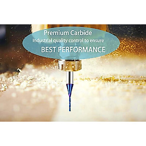 DashHound BRU222 Solid Carbide Spiral Plunge Router Bit 2 Flutes Up Cut CNC Router Bits End Mill NACO Coated 1/16"CD X 1/2"CL X 1/4"SD x 2"OL