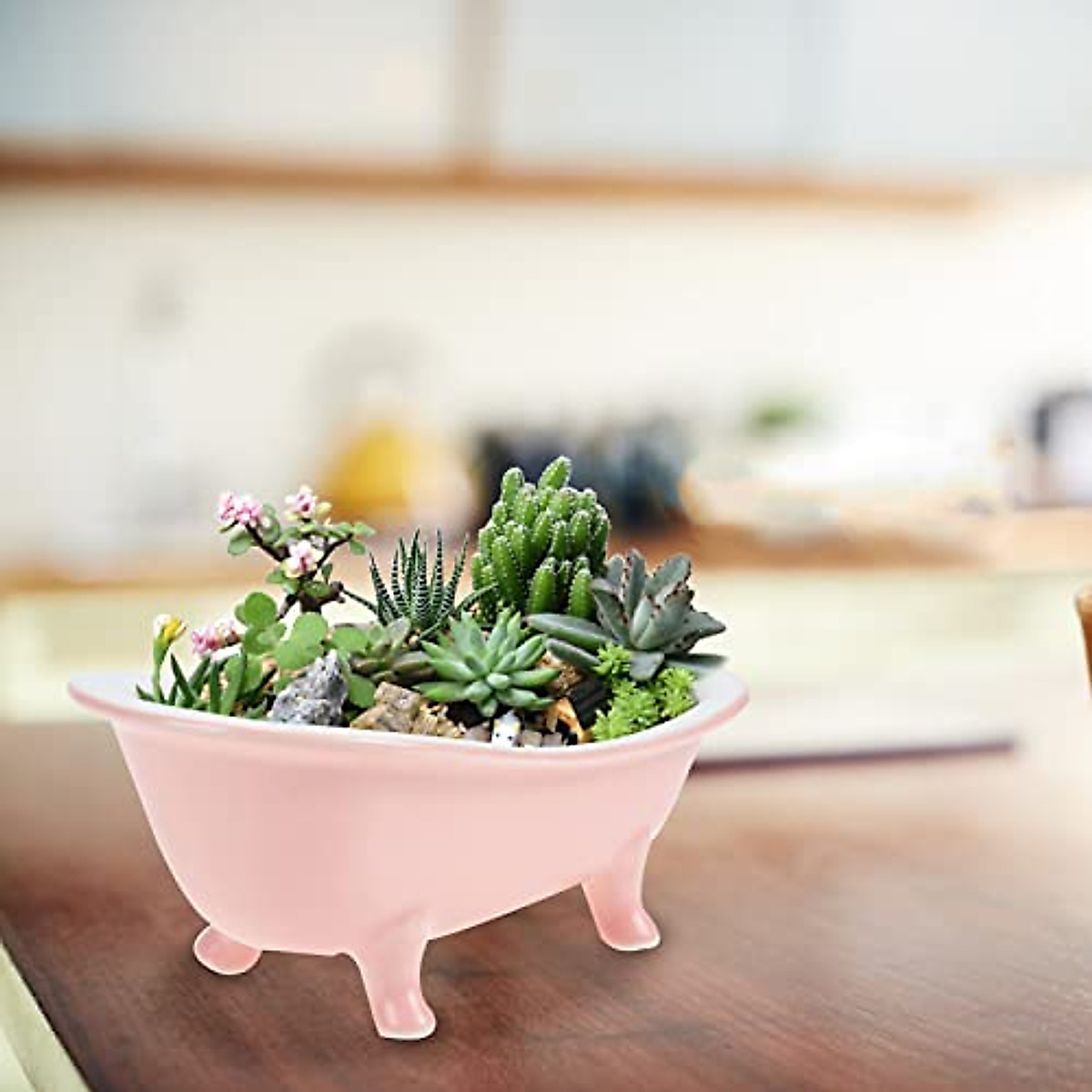 Mini Bathtub Flower Pot Ceramic Succulent Planter Pot Flower Pots Porcelain Plant Pot Vintage Retro Plants Bonsai Holder Desktop Flower Vase Cactus Containers Soap Dish