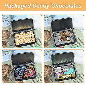 Tin Box with Lid, Small Metal Box Rectangular Hinged Lids Tin Empty Tins Box Containers Mini Cookie Tin Case Portable Metal Tins with Lids for Candies Soaps Earrings Jewelry Crafts Gifts, Black