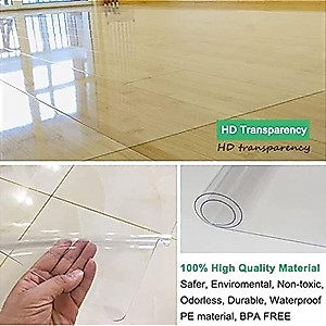 Clear PVC Desk Chair Mat 1.5/2mm Office Chair Mat Non Slip PVC Transparent Rectangle Floor Protector Mat,Clear Plastic Rug Protector Mat for Hallway Entrance Hardwood Floor,60/80/90/100/120/140/160/18