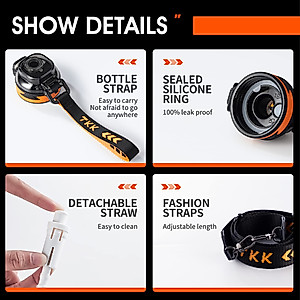 TKK Half Gallon Water Bottle Jug with Straw, Large Capacity Plastic Water Bottle, Dishwasher Safe, 1/2 Gallon 64 Oz, BPA Free Tritan for Gym, Yoga, Travel, Camping, Outdoor, Black