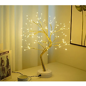 20" Desktop Bonsai Tree Light DIY Artificial Tree 108 Lighting for Indoor Wedding Gifts with Battery and USB Power