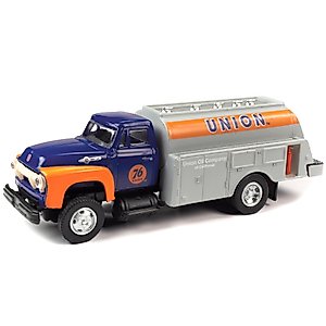 1954 Tanker Truck Dark Blue and Orange Union 76" 1/87 (HO) Scale Model by Classic Metal Works 30650