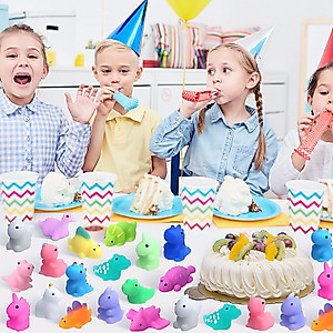 POKONBOY 30pcs Squishies Mochi Squishy Toys, Mini Dinosaur Unicorn Squishy Stress Relief Toys Party Favors for Kids Classroom Prizes Easter Basket Stuffers for Boys and Girls Age 3+