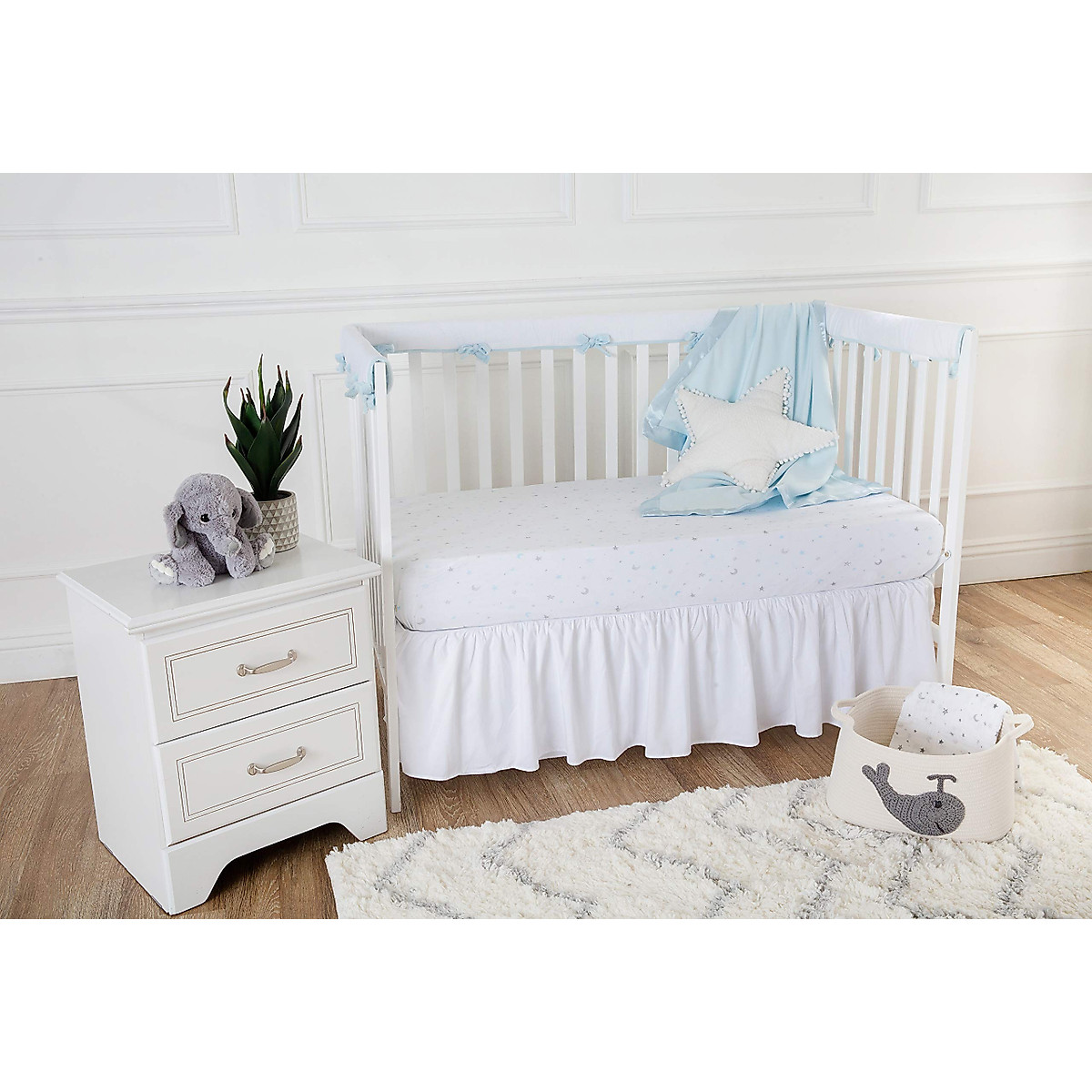 TL Care 100% Natural Cotton Percale Crib Bed Skirt, Ecru, Soft Breathable, for Boys and Girls