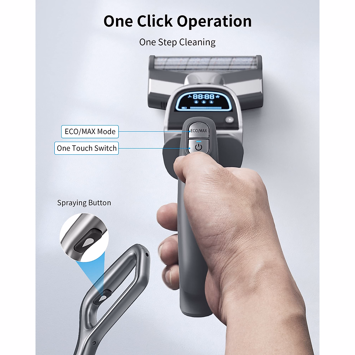 Stealth All in One Cleaner and Mop Shop Wet Dry Vacuums, Hard Floors and Area Rug, Gray