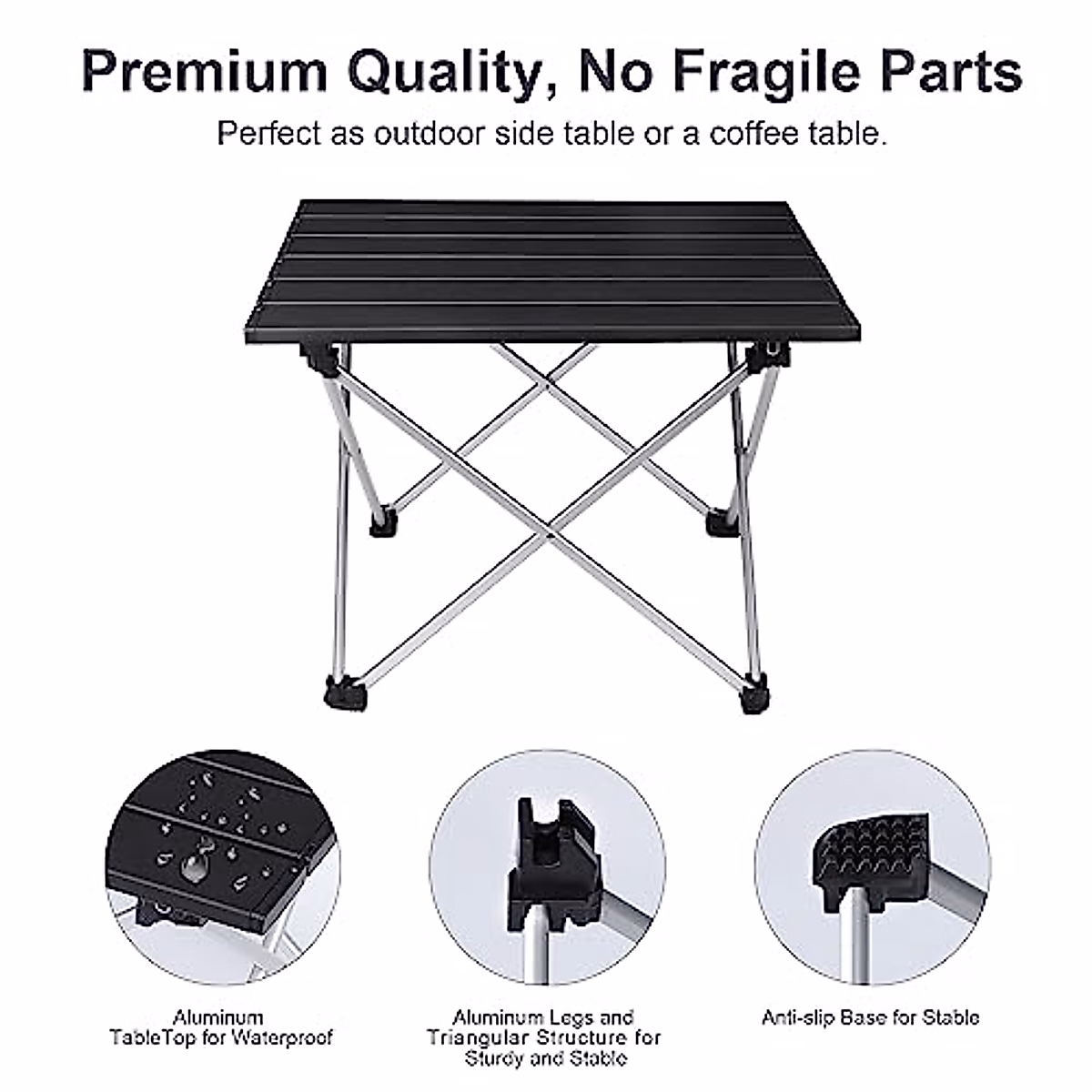 Portable Camping Table Small,Camping Tables,Ultralight Aluminum Folding Beach Table with Carrying Bag for Outdoor Cooking, Picnic, Camp, Boat, Travel-15.6" x 13.6"