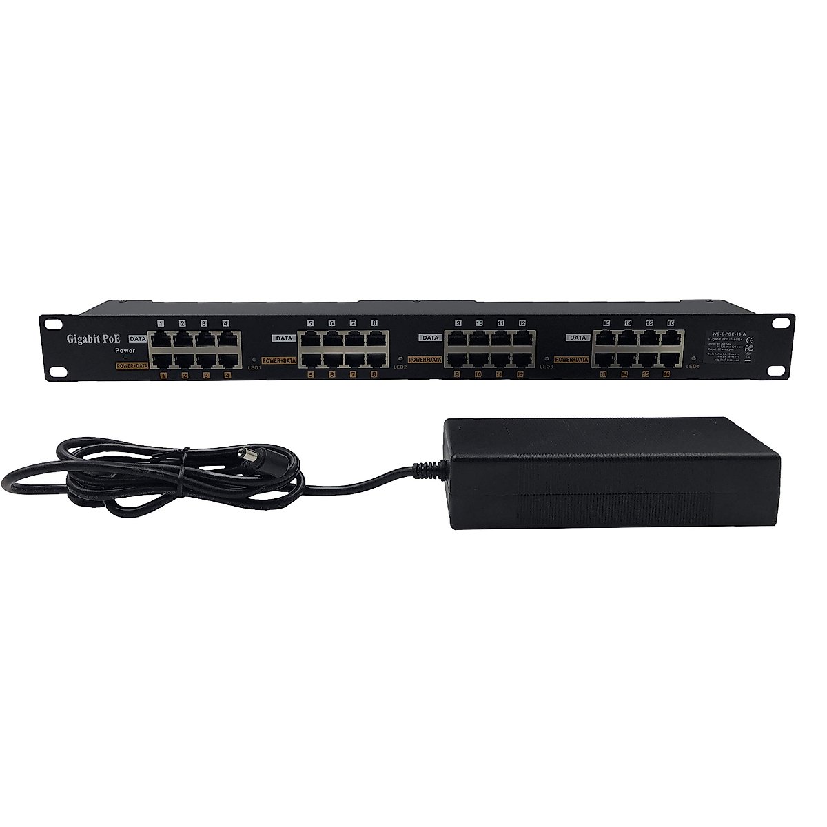 PoE Texas GPOE-16A-48v120w | Passive 802.3af Power Over Ethernet Injector for 16 PoE Cameras, IP Phones, WiFi Access Points and More | Includes 48 Volt Power Supply