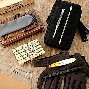 Ferraycle 12 Pieces Paracord FID Set Stainless Steel Knotter Tools Marlinspike Set Paracord Stitching Lacing Stitching Needles and Smoothing Tool Knotter Tools for Leather or Paracord Work (Black)