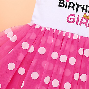 Mini Dress Baby Girls Polka Dots Tutu+Headband Outfit Princess Dress Up Costume Kids Toddler Christmas Halloween Carnival Birthday Party Clothes Photo Shoot White+Hot Pink-birthday 5 Years