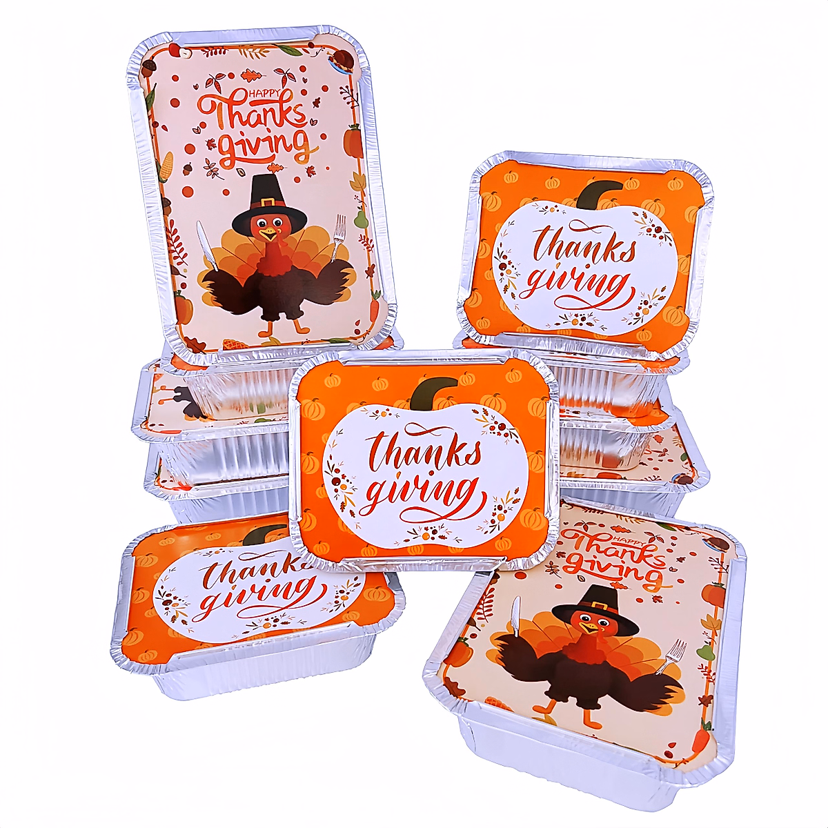 Thanksgiving Food Aluminum Pans with Lids Foil Thanksgiving Leftover Containers Disposable 2 Size Turkey Cookware Takeout 24 Pcs Fall Thanksgiving Party Favors