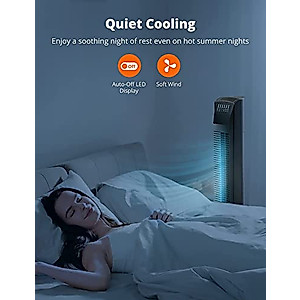 Tower Fan, 35” Oscillating Cooling Fan with 3 Speeds & 3 Modes, Auto Mode, Remote Control, LED Display, 12-Hour Timer, Portable Stand Up Floor Bladeless Fan for Bedrooms, Living Rooms, Kitchen, Offices