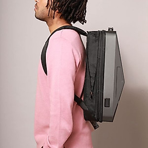 Cyberbackpack Gray Expandable Anti-theft 17.3 Inch Laptop Computer Lightweight Work Business Travel Hiking Student College Motorcycle Fashion Adult Unisex Hard Backpack for Men Women With USB Charging