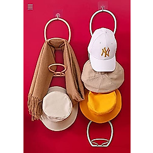 Ubrand Faye Butler 6-Hook Ring Loops, Over-Door Hanger, Hat Rack Organizer/Baseball Cap Holder/Door+Wall Storage Organizer for Hat,Scarf, Bag, Caps, Towel, Clothes (White)