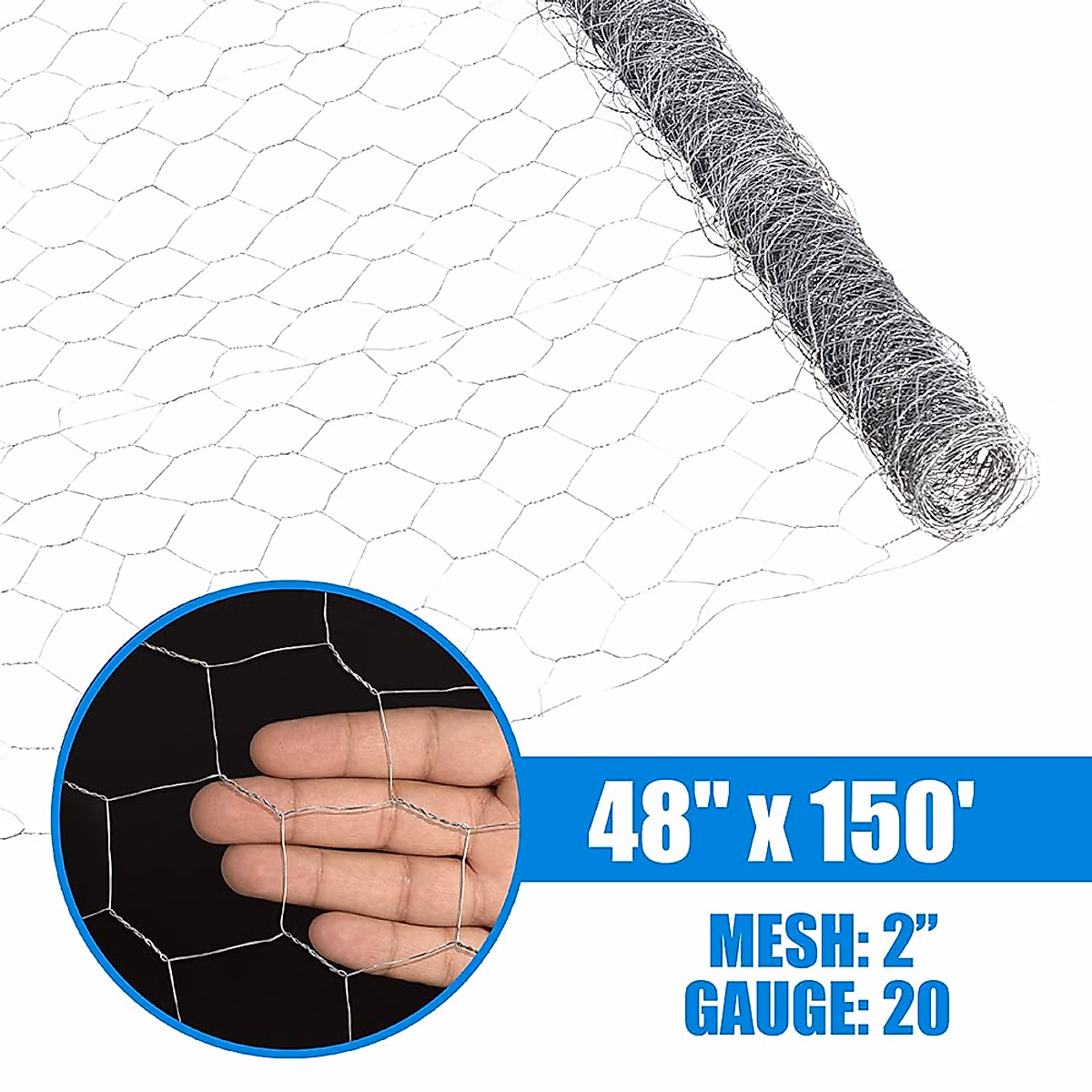 Fencer Wire 20 Gauge Galvanized Poultry Hex Netting with 2 inch Mesh