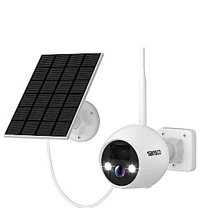 SANSCO Wire-Free Solar Battery Powered Security Camera, 4MP Outdoor WiFi IP Camera with Solar Panel, Waterproof,PIR Human Motion Detection, Night Vision, 2 Way Audio