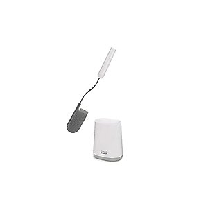 Joseph Joseph Flex Lite Silicone Toilet Brush with Slimline Holder Set, Flexible Head, drip, Anti-Clog deep Clean, 1 EA, Grey/White