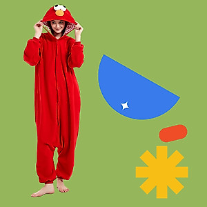 Beauty Shine Unisex Adult Onesie One Piece Pajamas Cosplay Cartoon Costume Halloween Christmas Sleepwear Jumpsuit Plush Homewear(Red, Small)