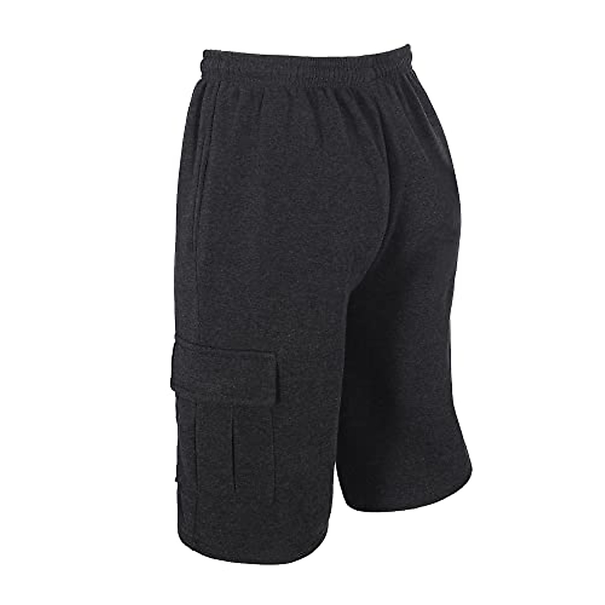 Eylhot Men's Cargo Sweat Shorts Elastic Waist Drawstring Below The Knee Wokout Jogger Shorts with Multi Pockets(Charcoal,4XL)