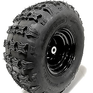 18x9.50-8 Tire and Wheel for Lawn and Garden Pull Behind Carts, Aggressive Tread for More Traction (3/4 Axle, 3.76 Offset Hub)