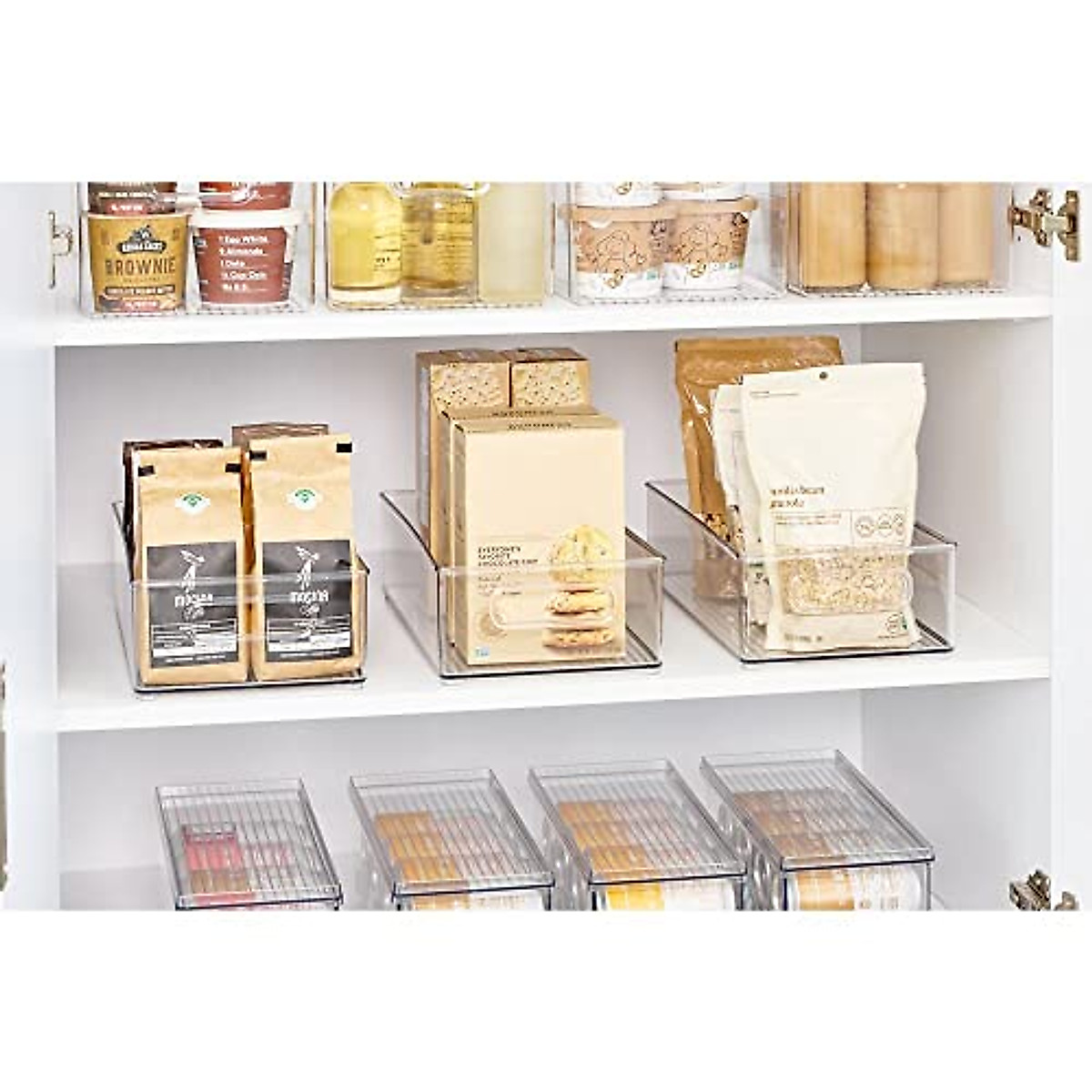 iDesign Plastic Refrigerator and Freezer Storage Bin, BPA-Free Organizer for Kitchen, Garage, Basement, Set of 3, Clear, 3 Count