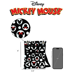 Disney Passport Crossbody Bag Mickey & Minnie Icon Print Travel Black (Multicolor)