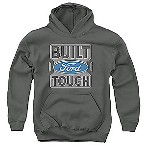 Ford Trucks Built Ford Tough Unisex Youth Pull-Over Hoodie for Boys and Girls, Large Charcoal