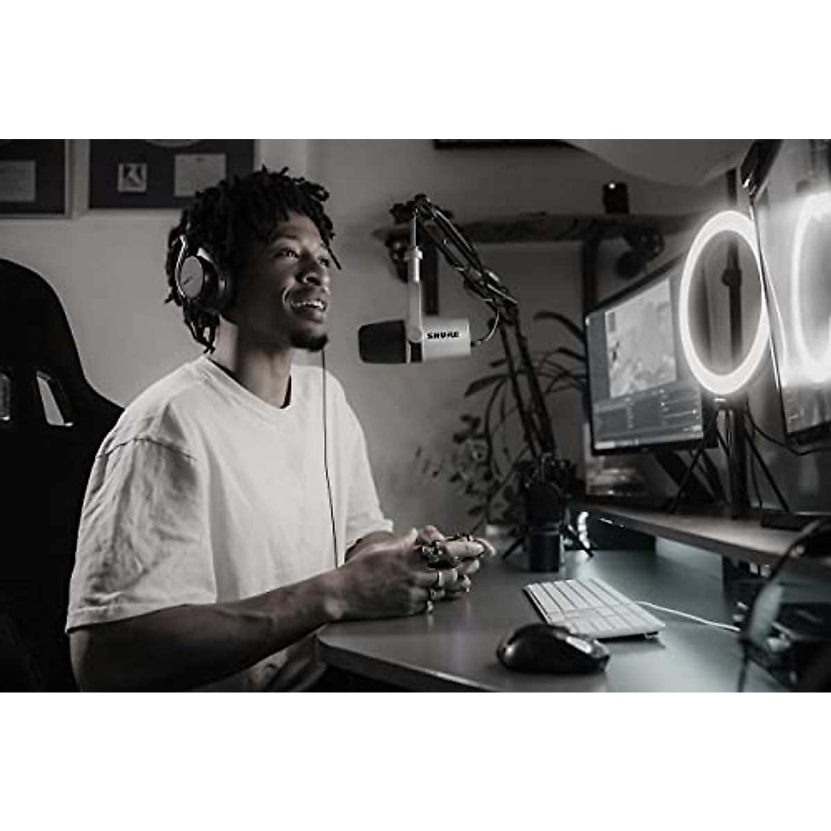 Shure MV7 USB/XLR Dynamic Microphone + AONIC 50 Wired/Wireless Noise Cancelling Headphones for Podcasting, Recording, Streaming & Gaming, Professional Quality Sound & Durability - Silver/Black