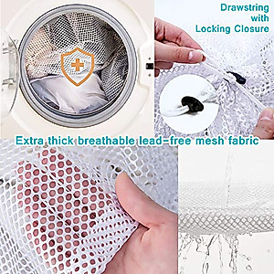 17-Inches Collapsible Laundry Baskets - Clothes Hampers for Laundry - Cotton Linen Laundry Bin w/ Waterproof Lining and Drawstring, Medium