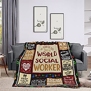 AYUNIX Social Worker Gifts Blanket for Women Men, Thank You Gifts for Social Worker Appreciation Graduation Gifts for BSW, MSW, DSW, Social Work Month Christmas Birthday Gifts Throw Blanket 60x50in