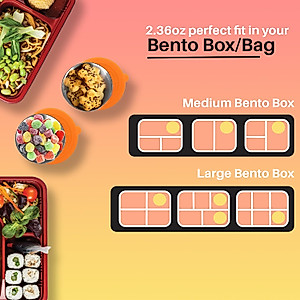 Pack of 6 Salad Dressing Container To Go: Small Condiment Containers with Lids, Reusable Stainless Steel Sauce Cups, Leakproof Silicone Lids for Bento Box, Picnic and Travel (Black - 2.36oz)