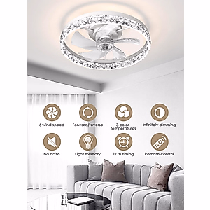 DAFOLOGIA Low Profile Ceiling Fans with Lights and Remote, Stylish 19.7 inches Dimmable Flush Mount Ceiling Fan, Enhancing Room Decor, Stepless Color Temperature Change, and 6 Speeds - White