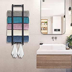 Towel Racks for Bathroom, Towel Racks for Bathroom Wall Mounted, Bath Towel Holder, Bathroom Organizer, for Rolled Bath Towels, Hand Towels, Washcloths in Small Bathroom/RV/Camper(Black)