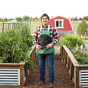 The Roo Apron - Gardening Apron with Pockets and Harvesting, Picking Pouch – Adjustable, Water-resistant, Washable Canvas Cotton - Great Gardener Gift