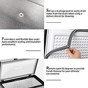 Large Commercial Chest Freezer 14.5 Cu Ft Deep Freezer with 2 Removable Basket and Adjustable Thermostat - Energy Saving Quiet for Home, Supermarkets, and Garages with Glass